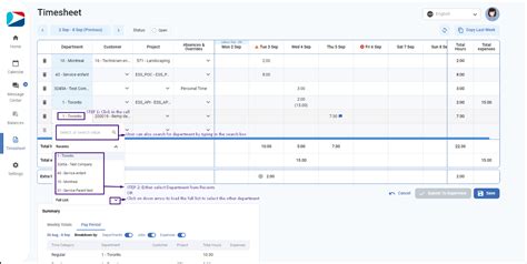 ess timesheet department and job costing entries synerion agile help