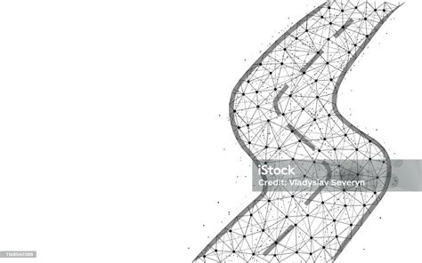 도로 낮은 폴리 디자인 여행 추상 기하학적 이미지 방향 와이어 프레임 메쉬 흰색 배경에 포인트와 선으로 만든 다각형 벡터 그림 거리에 대한 스톡 벡터 아트 및 기타 이미지