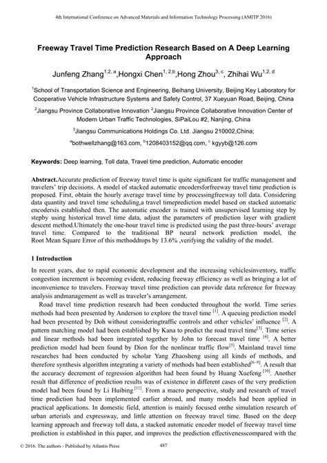 pdf freeway travel time prediction research based on a deep learning