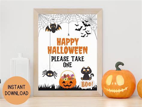 Please Take One Sign Halloween Trick Or Treat Sign Halloween Party