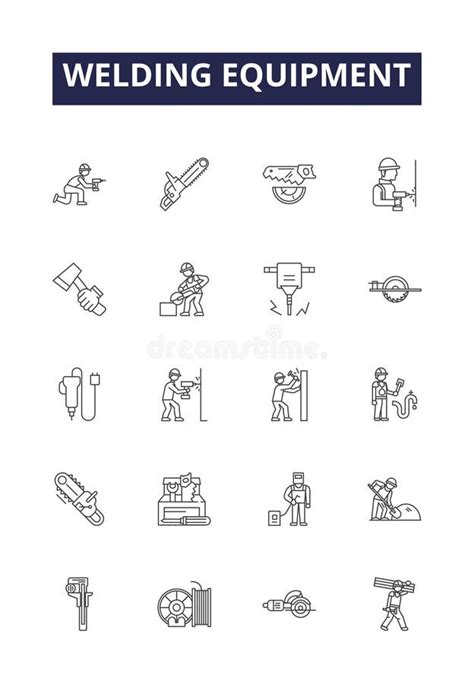 Welding Equipment Line Vector Icons And Signs Torch Shielding Gas