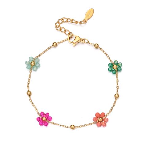 Zmzy Cute Chain Daisy Flower Beaded Bracelet For Women Fashion Bohemian