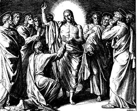 Jesus Appears To Thomas Woodcut Illustration Tobias