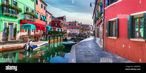 Most Colorful Traditional Fishing Town Village Burano Island Near