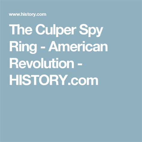 The Culper Spy Ring American Revolution American