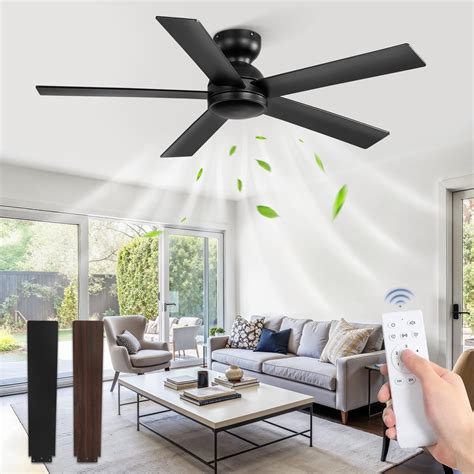 Carro 52 Inch Flush Mount Ceiling Fan Without Lights Black
