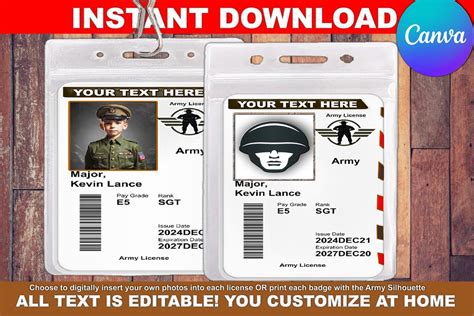 Army License Template Army Birthday Party Decorations Or Favors