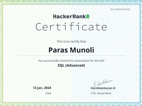 Paras Munoli On Linkedin Hackerrankcertified Hackerrank Sqlqueries Sql Sqlskills