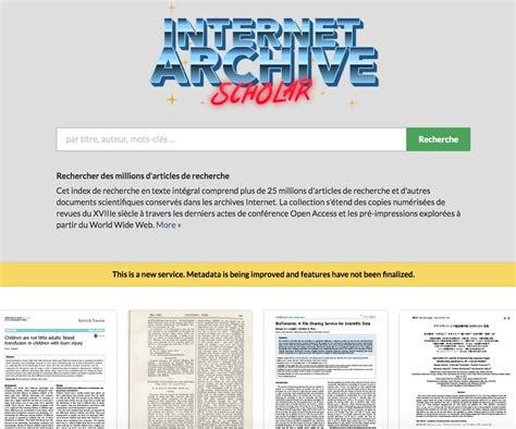 Internet Archive Ouvre Un Moteur De Recherche Darticles Scientifiques