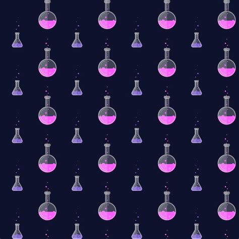 Premium Vector Seamless Pattern With Flasks Test Tubes On The Pattern Set Of Flasks Test Tubes