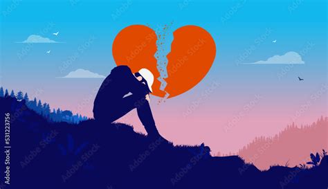Broken Hearted Man Young Male Sitting Alone Feeling Sad And Depressed