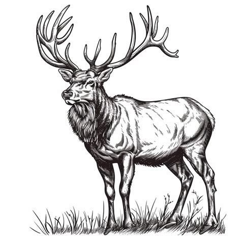 Elk Line Art Black And White Bundle 1 Digital Ai Line Art Png Svg