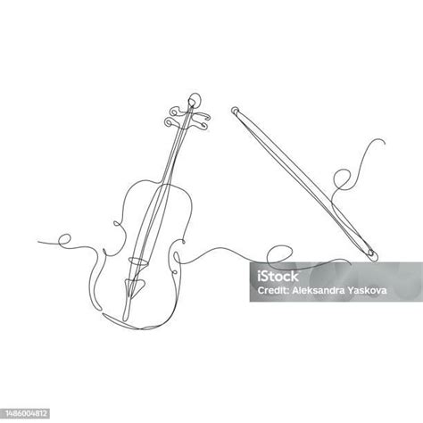 연속 라인 아트 바이올린 흰색으로 분리된 한 줄의 악기 벡터 그림 개념에 대한 스톡 벡터 아트 및 기타 이미지 개념 음악
