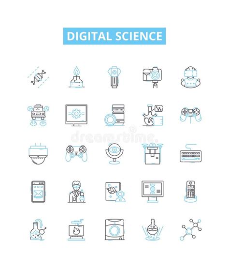 Digital Science Vector Line Icons Set Digital Science Technology