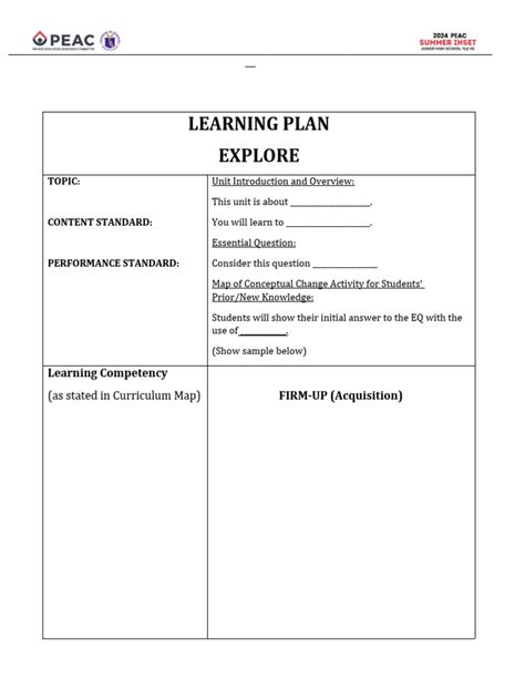 S8 Ho1 Learning Plan Template Pdf Education Theory Cognitive Science