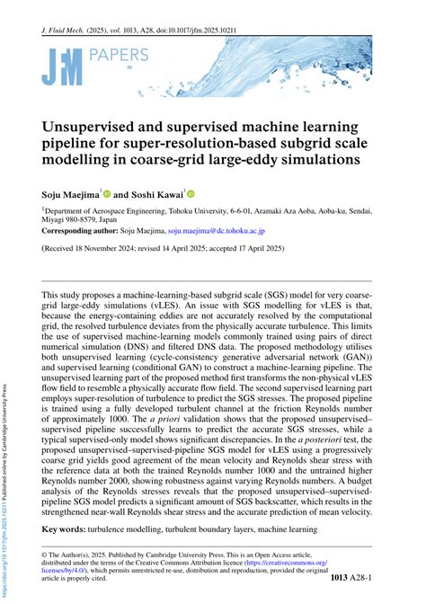 Pdf Unsupervised And Supervised Machine Learning Pipeline For Super Resolution Based Subgrid