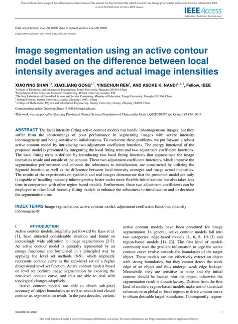Pdf Image Segmentation Using An Active Contour Model Based On The