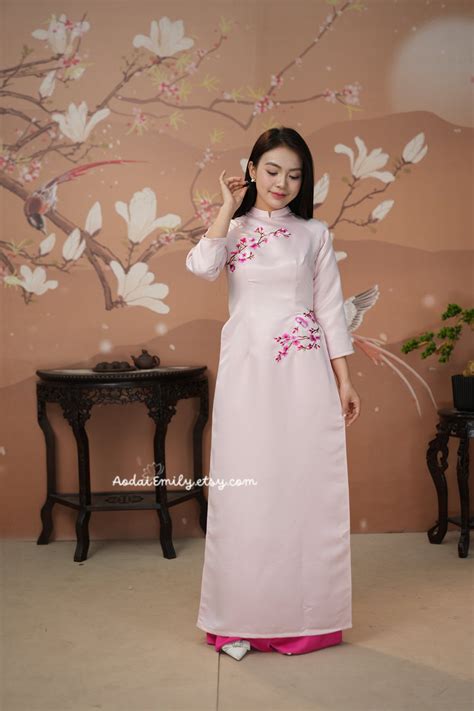 Myra Cherry Blossom Pink Matching Mom Ao Dai Emily