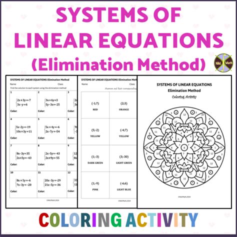 Systems Of Linear Equations Elimination Method Color By Code Teacher Professional Development