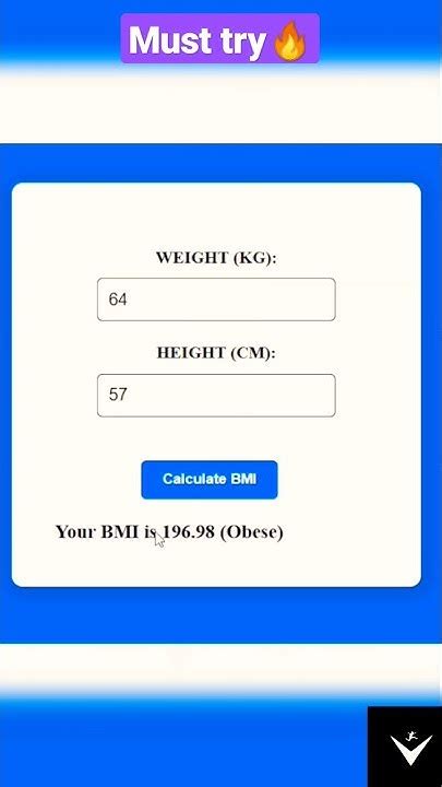 🔥bmi calculator using html css and javascript frontend projects