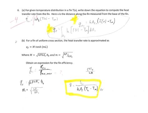 Solved For Given Temperature Distribution In A Fin T X