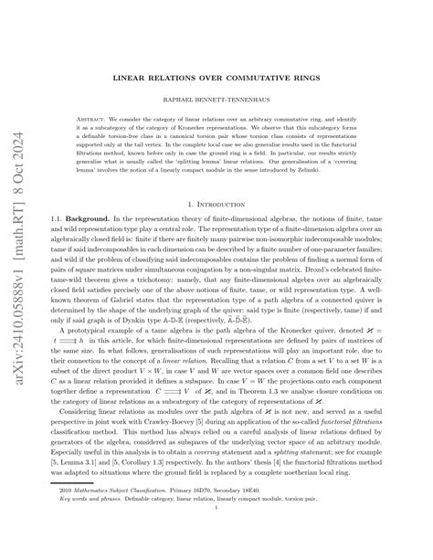 Pdf Linear Relations Over Commutative Rings