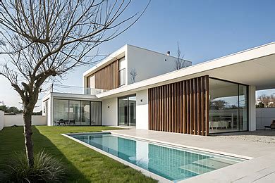 Contemporary House With Vertical Slats And Reflective Pool Background Modern House Minimalist