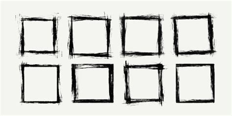 가벼운 배경에 검은 색 잉크로 손으로 그린 그런지 프레임 세트는 거친 스케치 예술적 스타일을 보여줍니다 0명에 대한 스톡 벡터 아트 및 기타 이미지 Istock