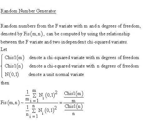 Statistical Distributions Fisher F Distribution Random NumberGenerator