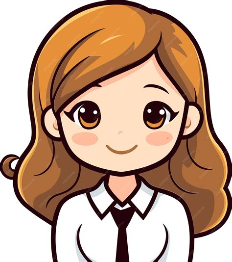 A Cartoon Drawing Of A Girl With Brown Hair And A White Shirt With A