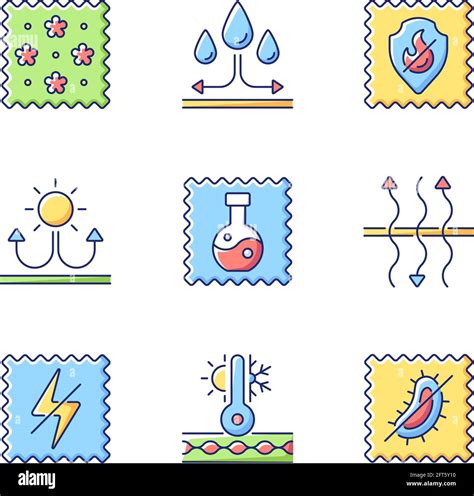 Different Types Of Fabric Feature Vector Flat Color Icon Set Stock Vector Image Art Alamy