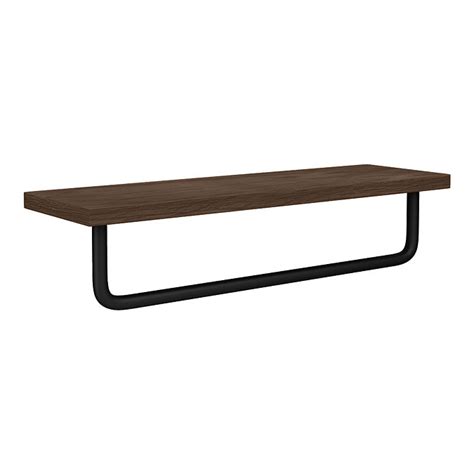 Osaka Wooden Towel Shelf With Rail Matt Black And Dark Oak