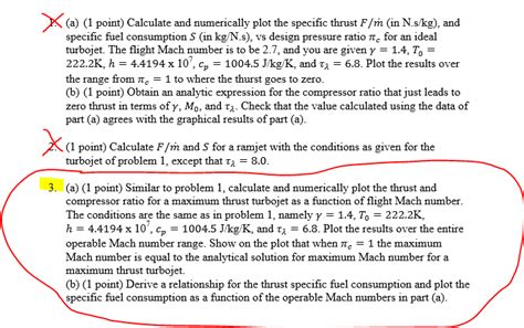 Calculate And Numerically Plot The Specific Thrust