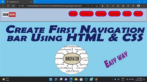 How To Create Website Navigation Bar Using Html And Css Youtube