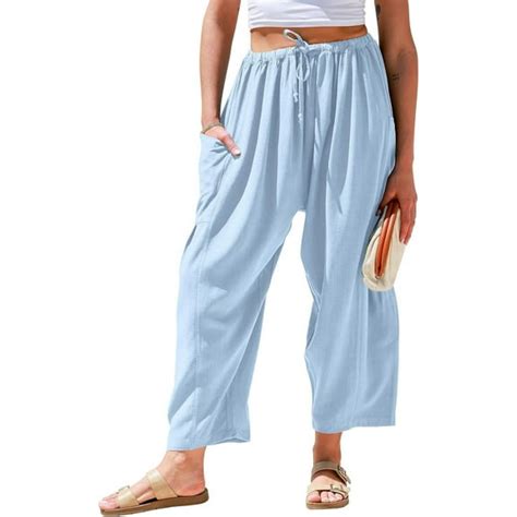 Yxbdin Womens Harem Pants Linen Casual Wide Leg Pants Loose Fit Summer