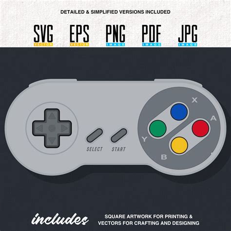 Snes Super Famicom Printable Artwork Retro Video Game Controller