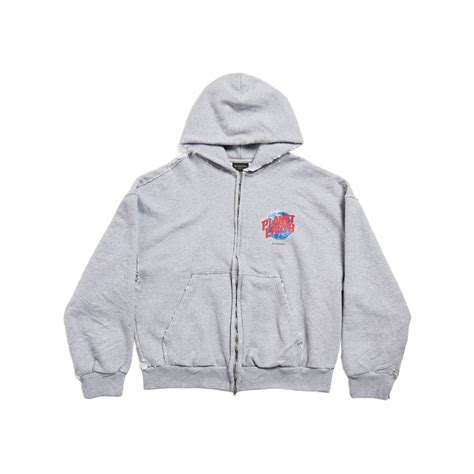 발렌시아가 플래닛 어스 집업 후드 레귤러 핏 그레이 Balenciaga Kream