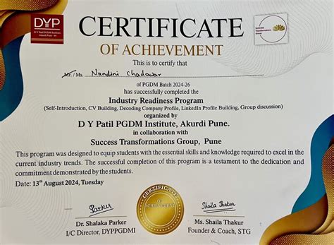 Nandini Chadawar On Linkedin I Have Successfully Completed Industry