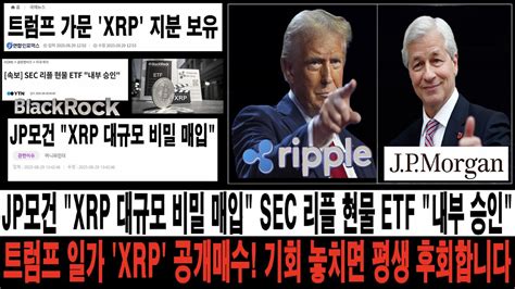 리플 Sec위원장 블랙록 Xrp 현물 Etf 긴급승인 Jp모건 리플 공개매수 오늘 영상은 꼭 보셔야합니다 리플 리플전망 리플호재 리플급등 리플코인 리플소송