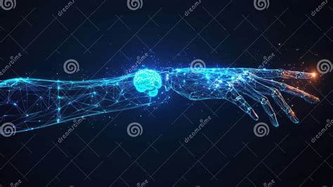 This Artwork Illustrates A Prosthetic Arm S Connection To The Brain Through Vibrant Glowing