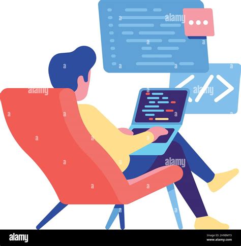 developer working from home man sitting on chair and coding on laptop