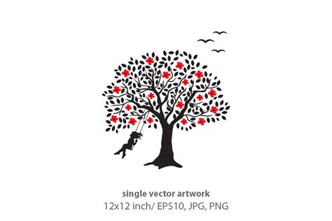Blooming Tree Swing Graphic By Biljanacvetanovic Creative Fabrica