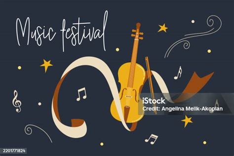 다가오는 음악 축제를 위한 다채로운 디자인 악기와 음표가 등장합니다 Classical Concert에 대한 스톡 벡터 아트 및 기타 이미지 Classical