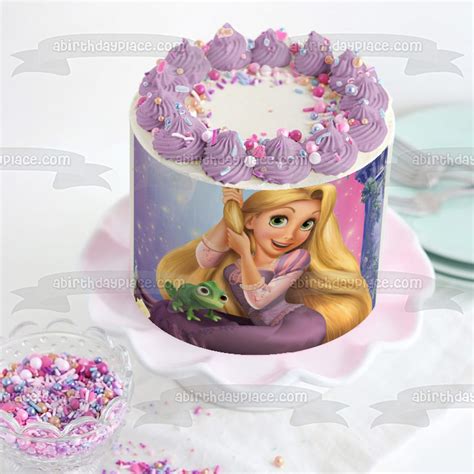 Tangled Princess Rapunzel Pascal And A Tower Edible Cake Topper Image A Birthday Place