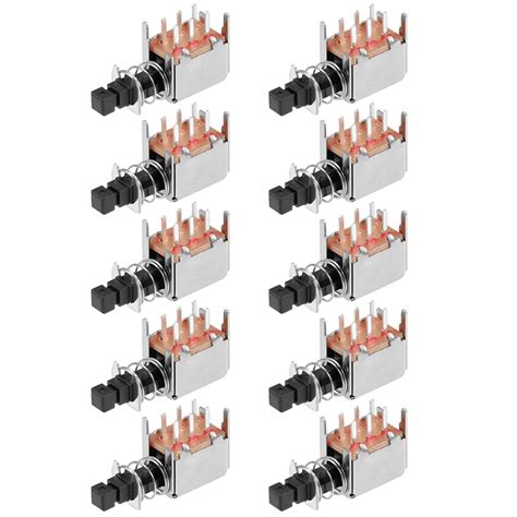 Push Button Switch DPDT 6 Pin 1 Position Self Locking Black 10pcs Walmart Com
