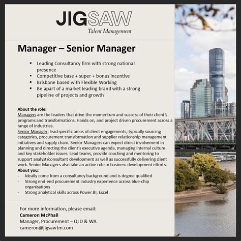 I Am Partnering With A Leading International Consultancy Group As The Brisbane Procurement And