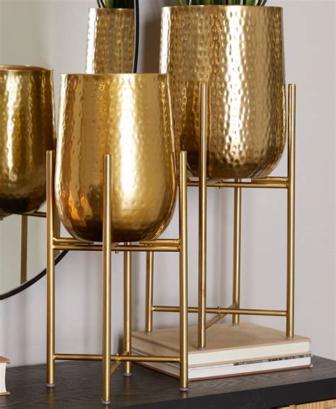 Cosmoliving Metal Deep Recessed Dome Planter With Removable Stand Set Of 2 Macys