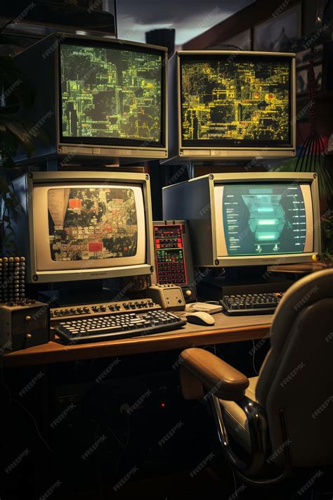 premium photo detail of a programmers workspace with dual computer
