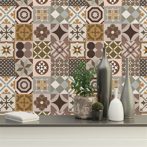 Papel De Parede Adesivo Vinílico Lavável Azulejo De Cozinha Tons Marrom