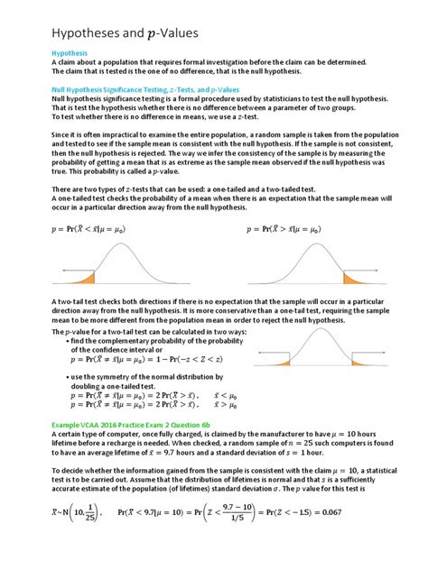 hypotheses and p values pdf statistical hypothesis testing null